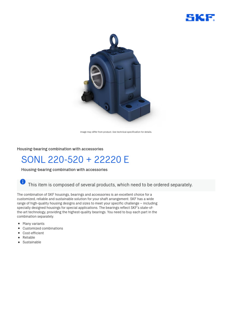 SONL 220-520 + 22220 E - Housing Kits - SKF | PDF | License