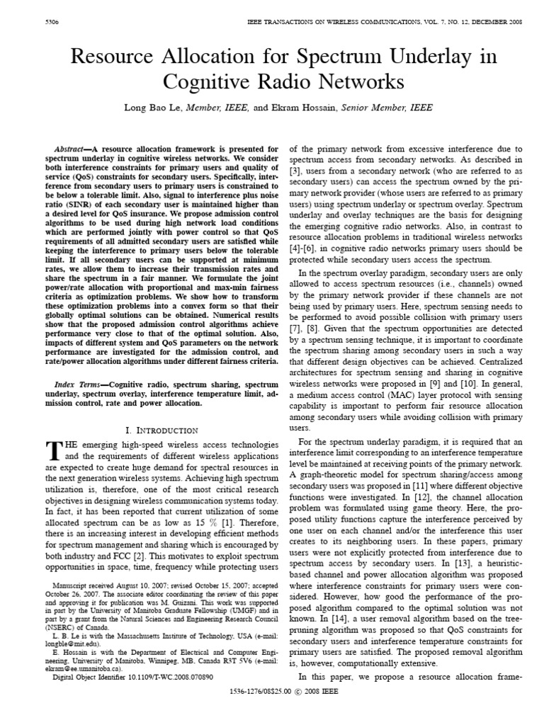 Le 2008 | PDF | Computer Network | Cognitive Radio