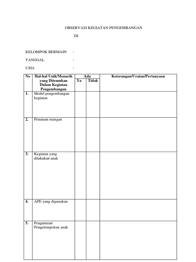 Instrumen Observasi Dan Wawancara | PDF