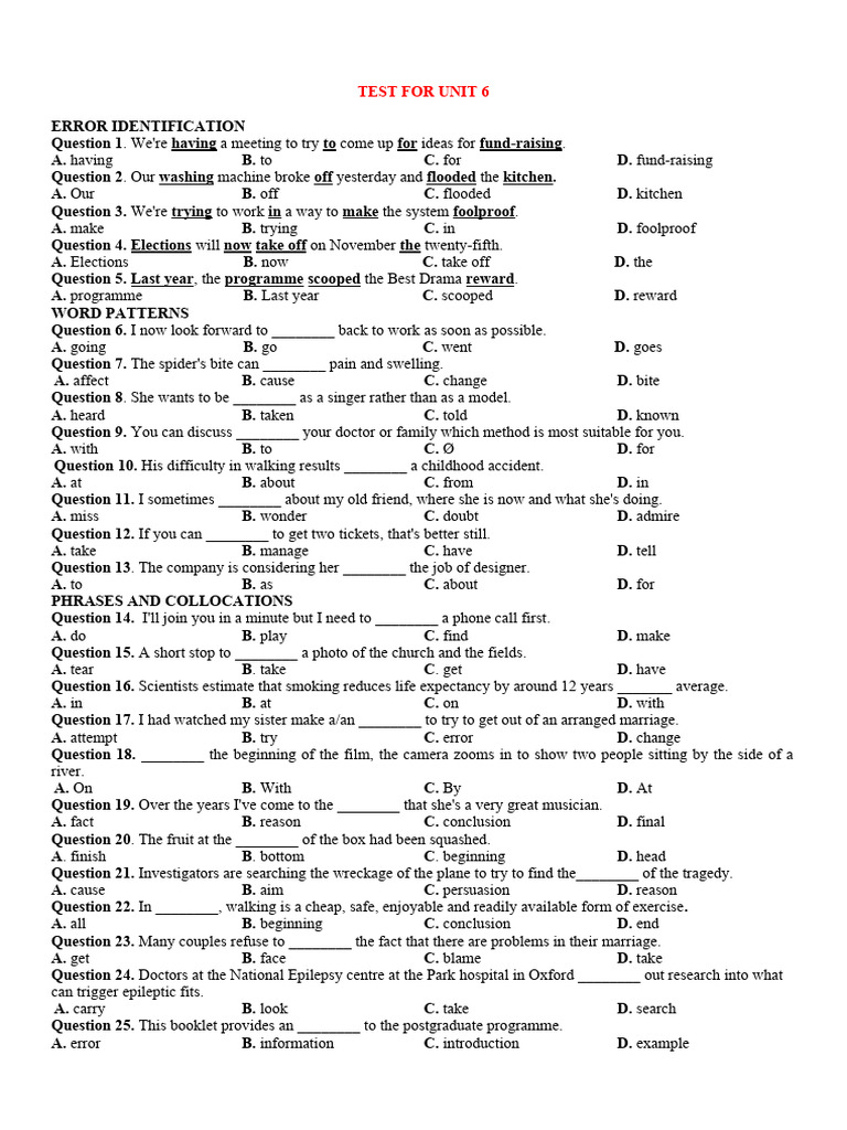 Test For Unit 6+ Unit 8 | PDF
