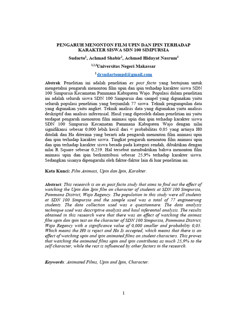 Pengaruh Upin Ipin pada Siswa SD | PDF | Karier & Perkembangan | Komputer