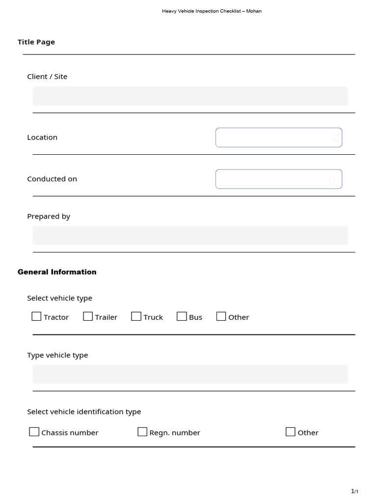 Heavy Vehicle Inspection Checklist | PDF | Truck | Steering