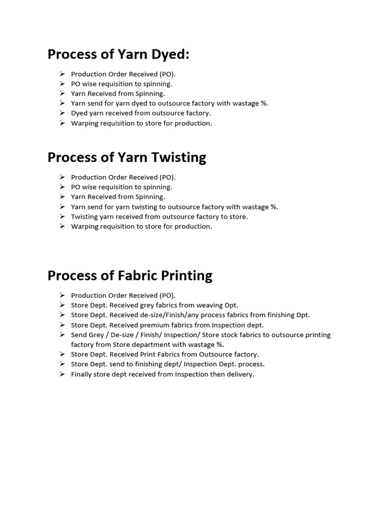 Process of Yarn Dyed, Twisting, Printing 01.09.22 | PDF | Home & Garden ...