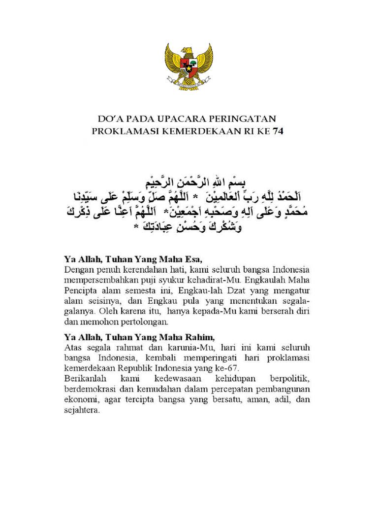 PEMBACAAN DOA UPACARA AGUSTUS | PDF