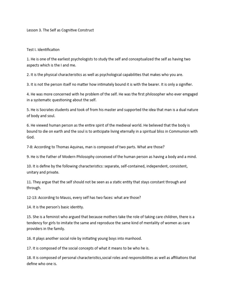 Uts Quiz | PDF | Self Concept | Soul