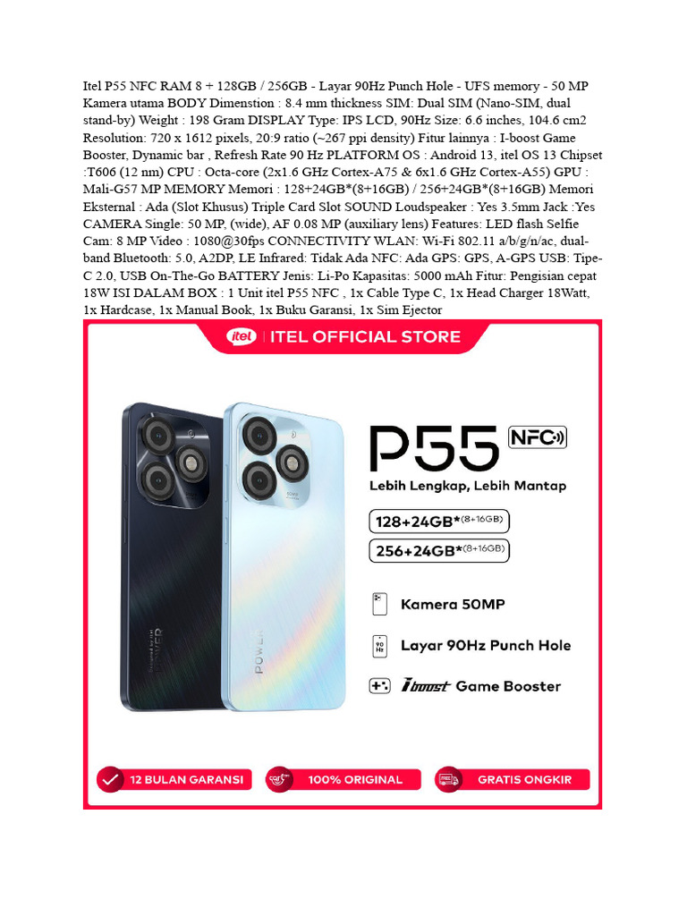 Itel P55 NFC: 90Hz Display, 50MP Camera | PDF | Games & Activities ...