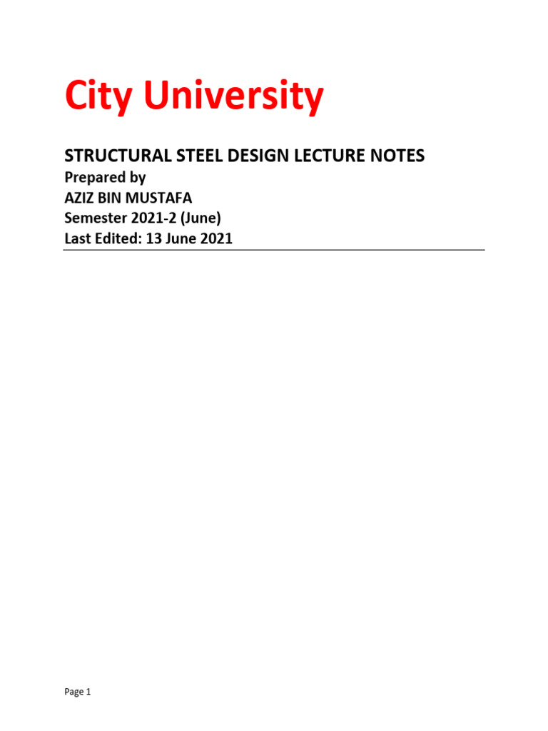 Structural Steel Design Lecture Notes Edn.2-Aziz Mustafa - Current ...