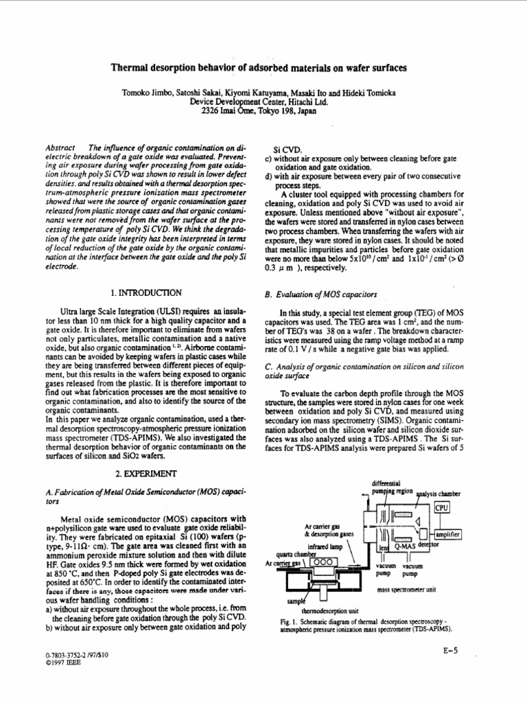 Thermal Desorption of Organic Contaminants | PDF | Silicon Dioxide ...