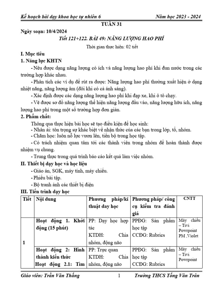 Khbd Khtn6-Tuần 31 | PDF