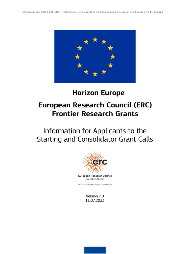 Information For Applicants He Erc STG Cog en | PDF | Open Access | European Union
