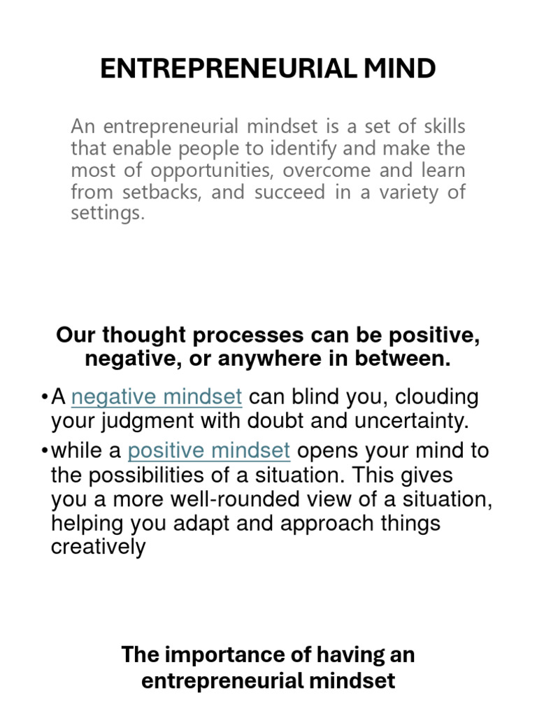 Entrepreneurial Mind | PDF | Entrepreneurship | Mindset