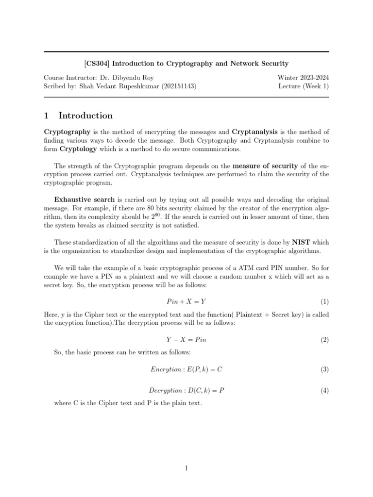 Week 1 | PDF | Cryptography | Public Key Cryptography