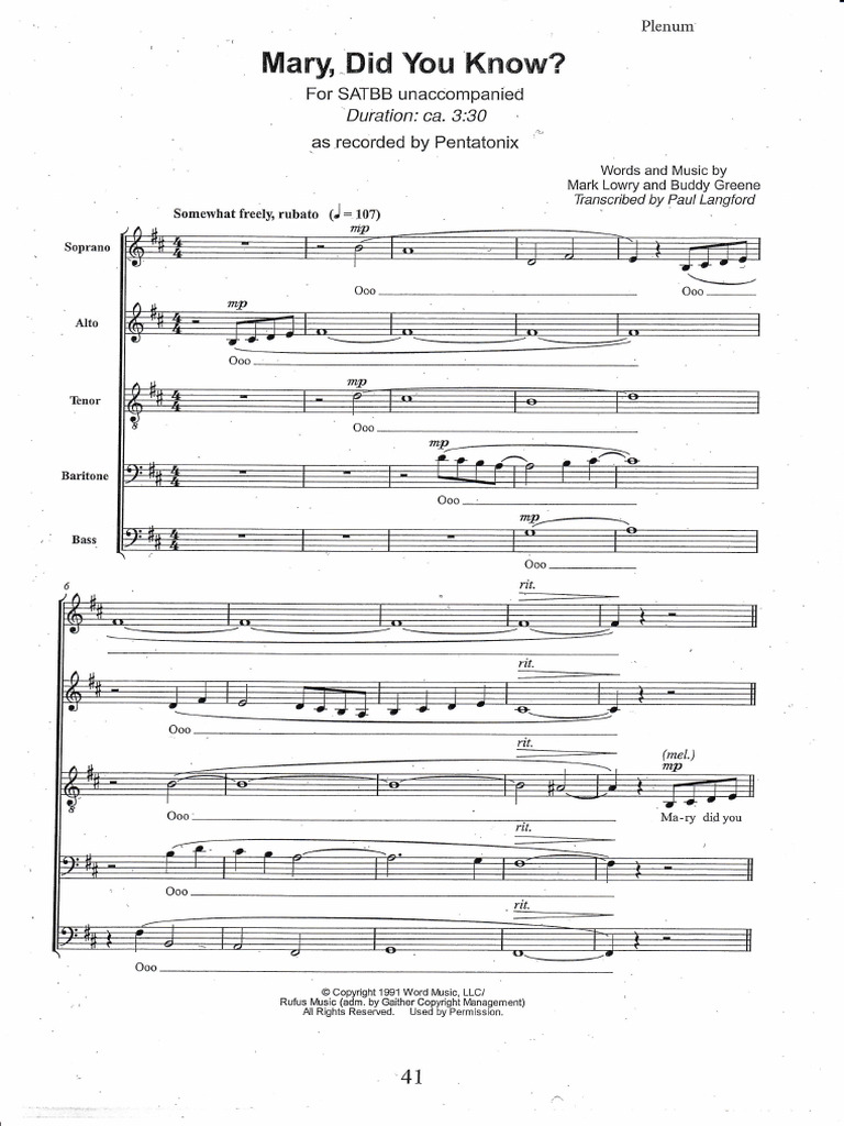 Mary Dont You Know | PDF | Elements Of Music