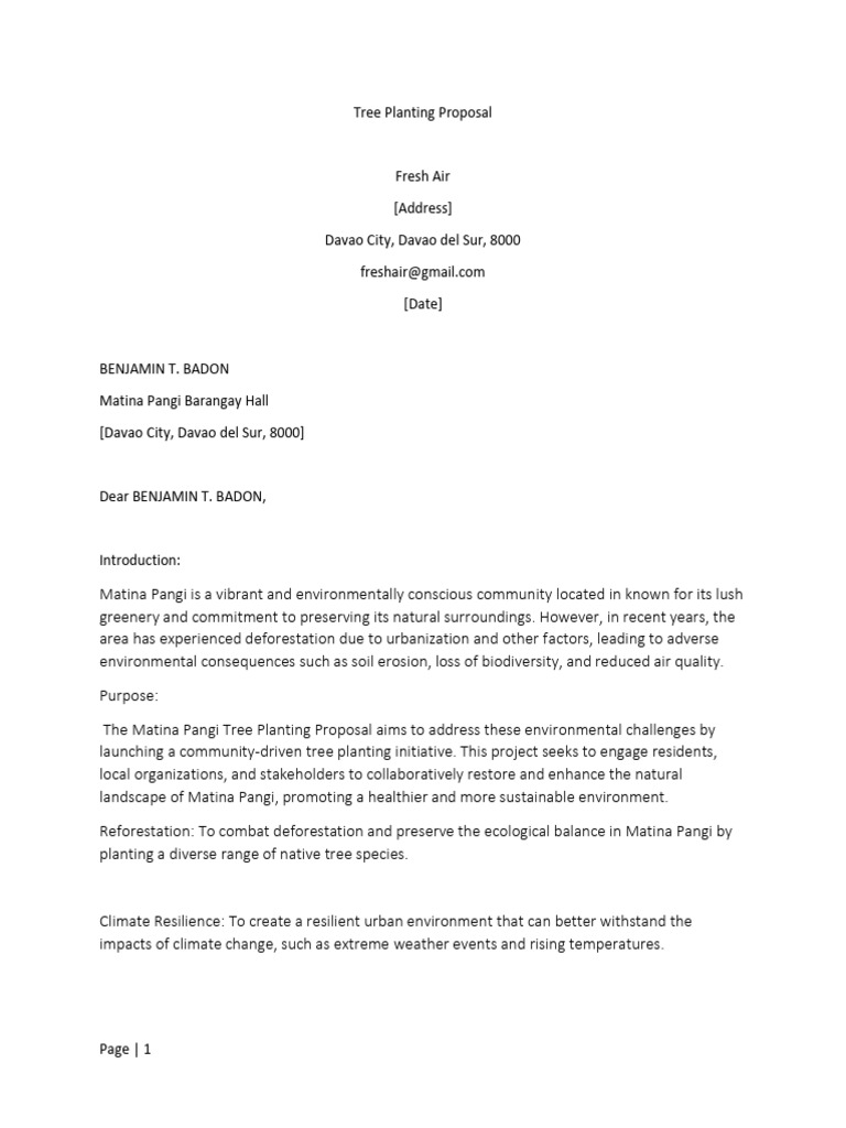 Tree Planting Proposal | PDF | Deforestation | Sustainability
