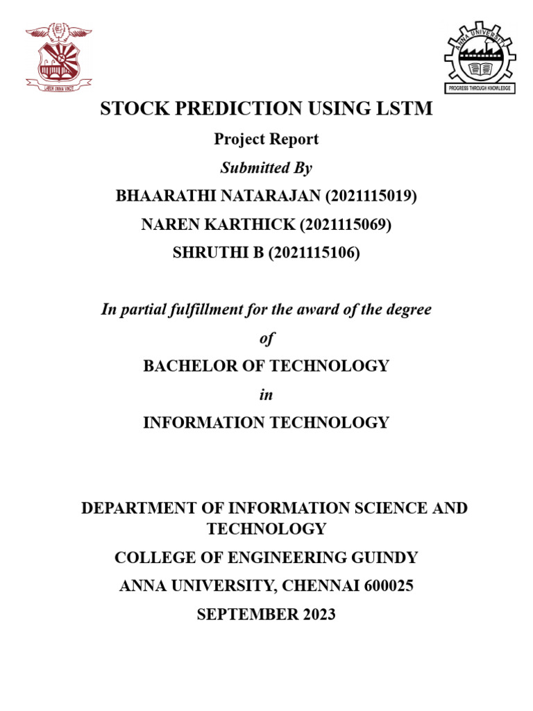 Stock Prediction Using Lstm With Testing Pdf Stocks Deep Learning 3364