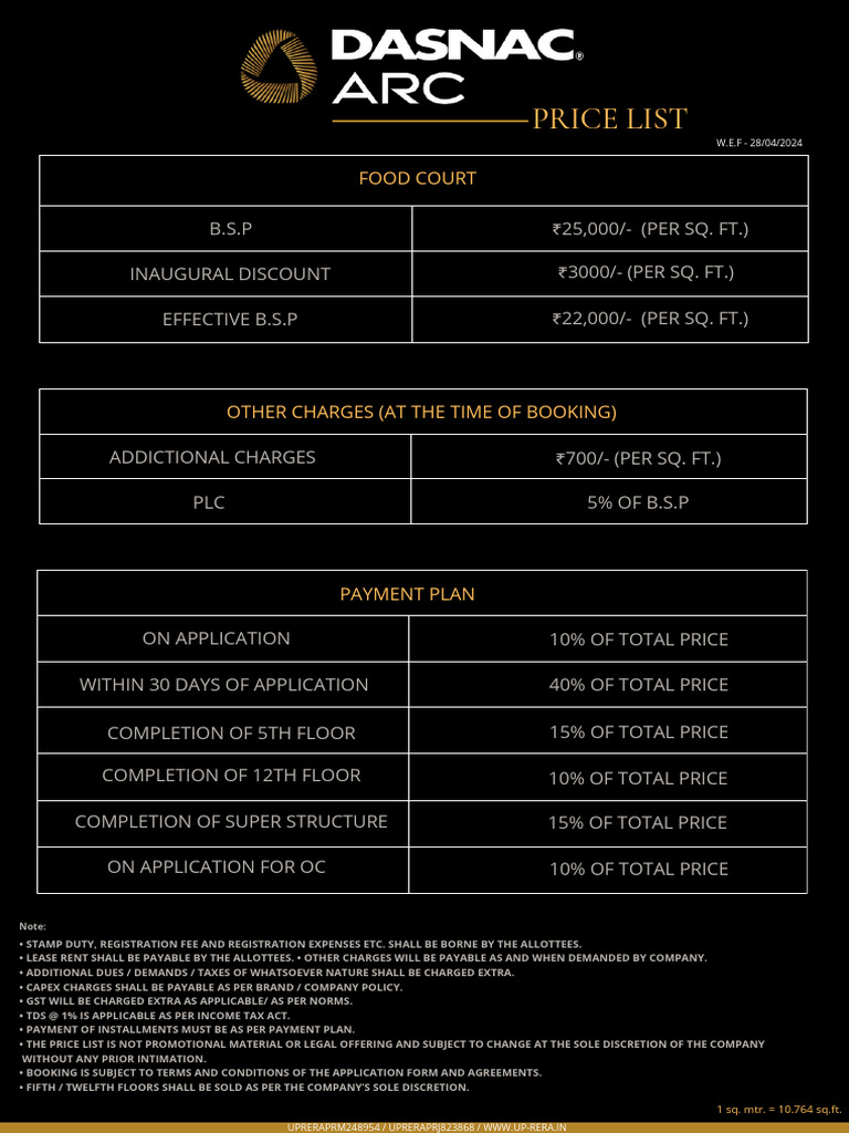 Dasnac ARC Pricing and Fees Overview | PDF | Economies | Taxation