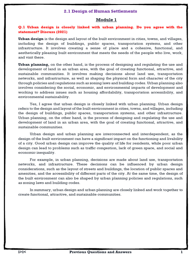 Design of Human Settlements | PDF | Urban Planning | Urban Design