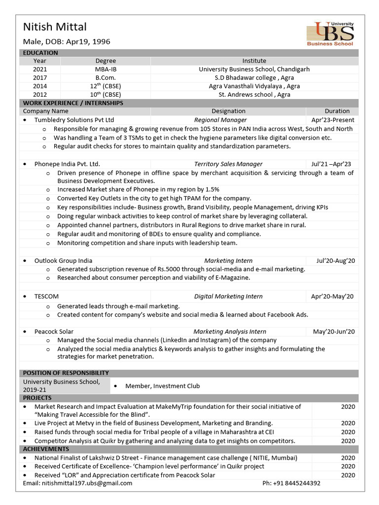 Nitish Mittal CV'23 | PDF | Analytics | Social Media