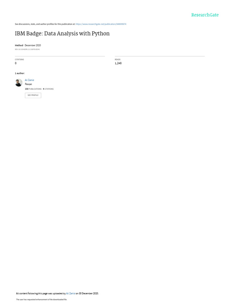Ibm Badge Dataanalysisusingpython Pdf