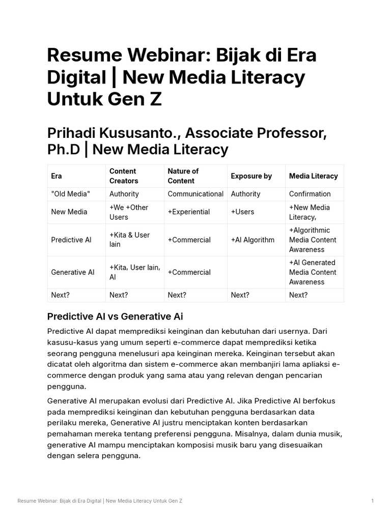 Resume Webinar Bijak Di Era Digital | PDF | Ilmu Sosial