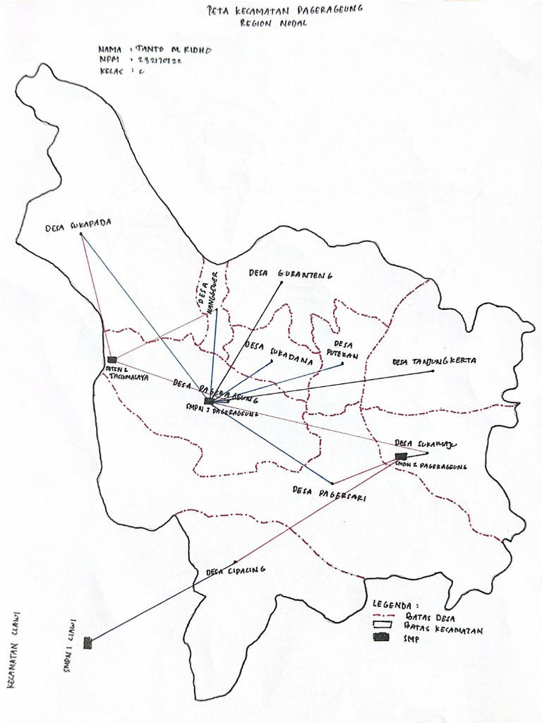 Peta Region Nodal Desa Cipacing Dan Kecamatan Pagerageung | PDF