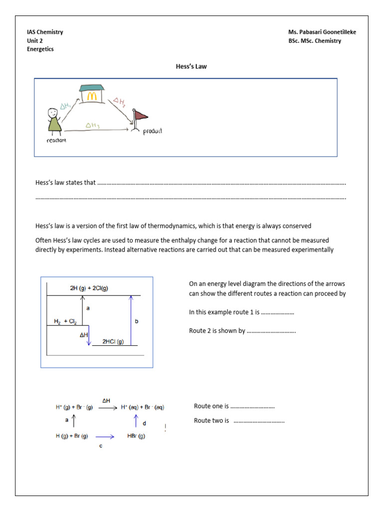 Unit 2 1 A Energetics 2 Student Note | PDF | Chemical Reactions ...