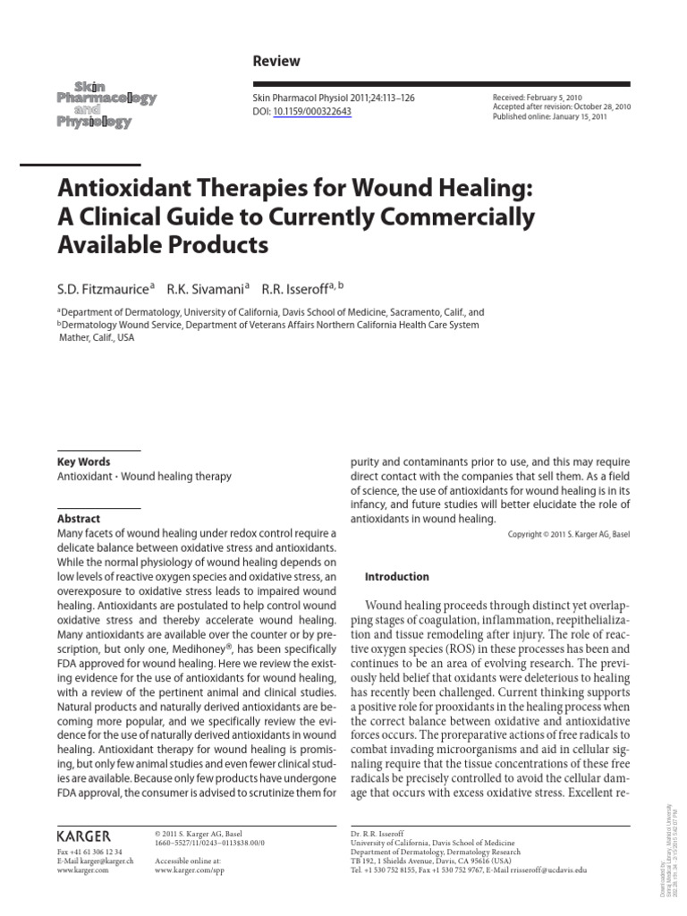 2-Antioxidant Therapies for Wound Healing | PDF | Reactive Oxygen ...
