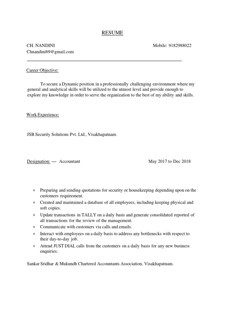 NANDINI updated resume | PDF | Computing