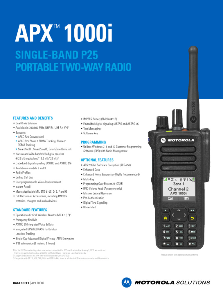 APX 1000i Spec Sheet-V1.1 Update Feb2021 | PDF | Very High Frequency ...