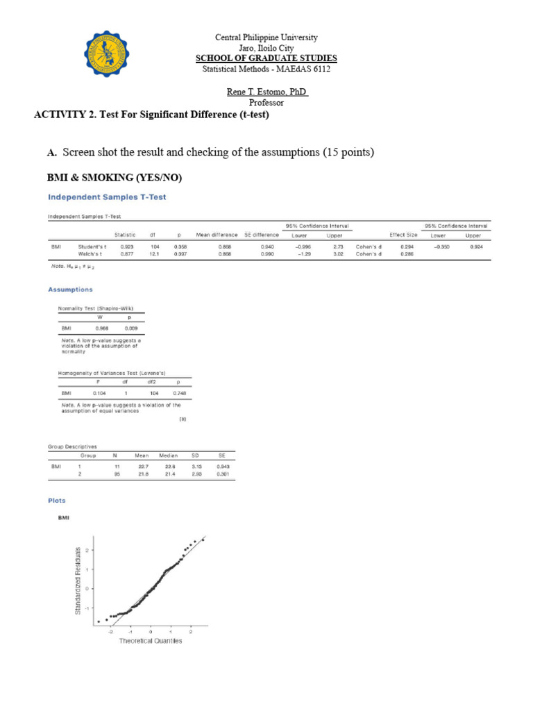 Activity 2 | PDF | Student's T Test | Effect Size