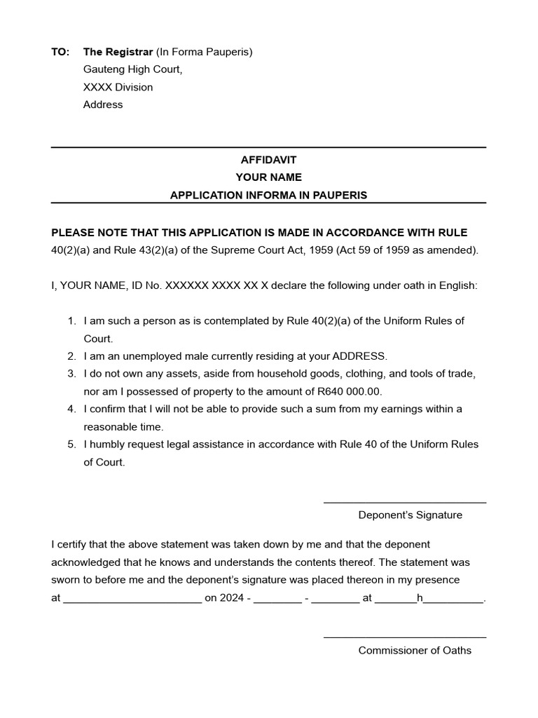 In Forma Pauperis Application - GENERIC | PDF