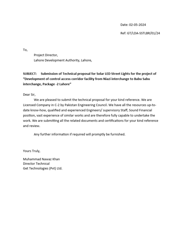 Covering Letter DHA Gwa | PDF | Technology & Engineering