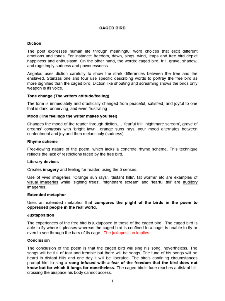 Caged Bird | PDF | Poetry | Nightmare