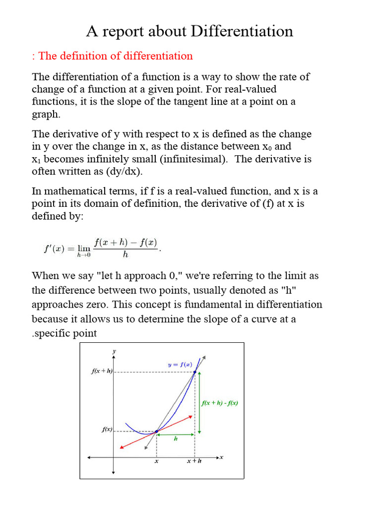 A Report About Differentiation Pdf Derivative Function Mathematics