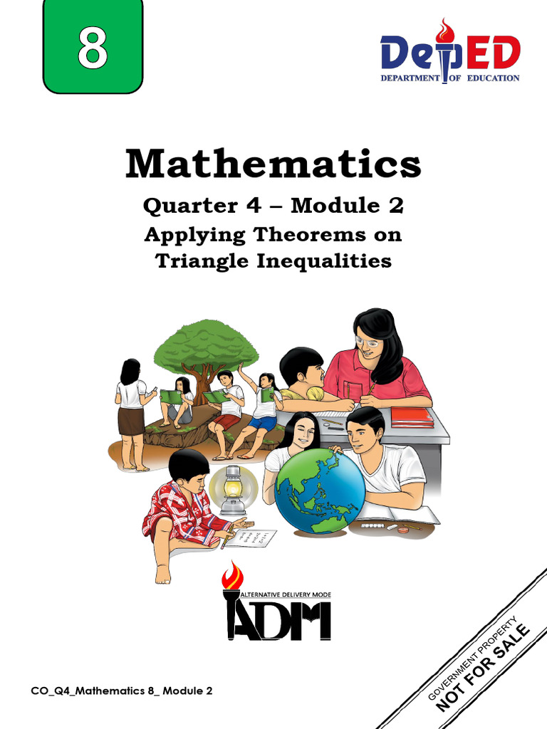 Math8 - Q4 - Mod2 - APPLYING THEOREMS ON TRIANGLE INEQUALITY | PDF | Triangle | Elementary Geometry