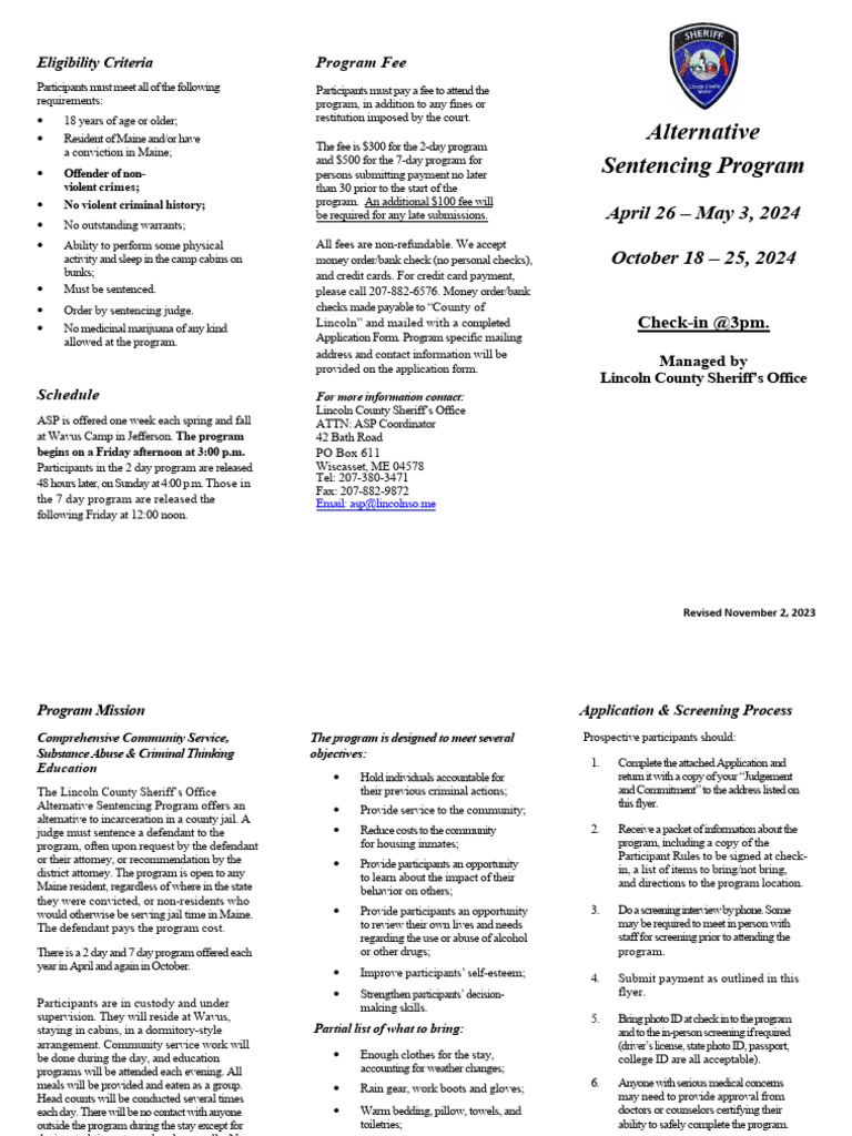 2024-1 ASP Flyer and Application | PDF | Prison | Credit Card