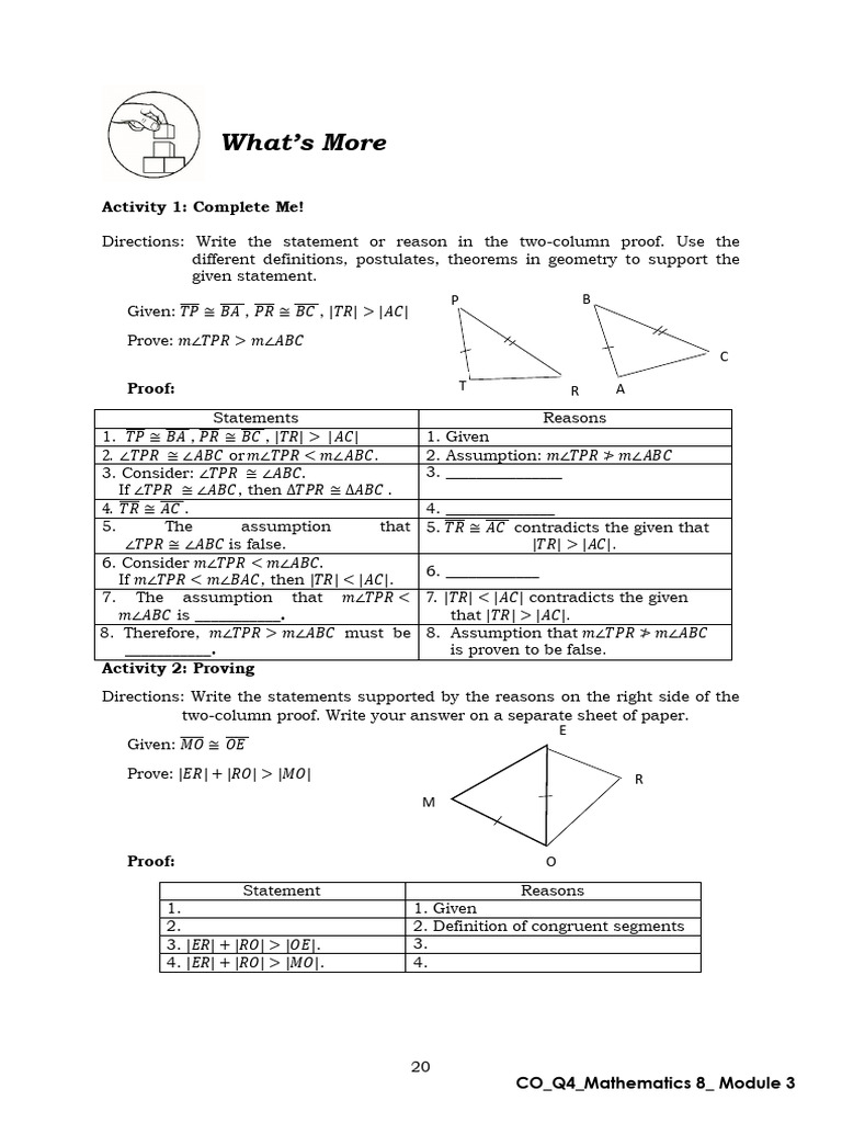 Proof of Triangle Inequality Theorems | PDF | Mathematical Proof | Triangle