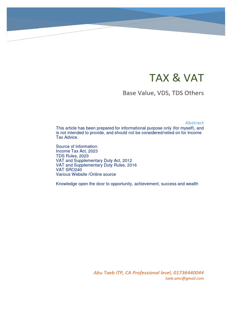 TAX & VAT Deduct_Bill_Guide | PDF | Value Added Tax | Taxes