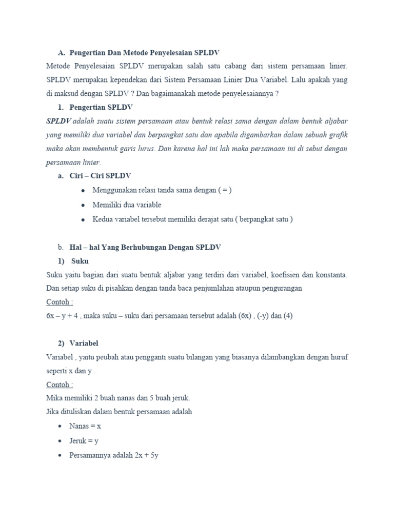 Panduan SPLDV untuk Pelajar | PDF | Metode & Bahan Ajar
