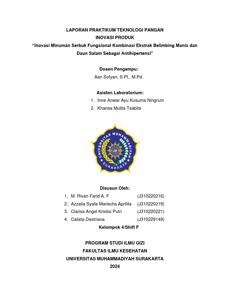 Laprak Tekpang Inovasi Produk | PDF | Kesehatan Holistik