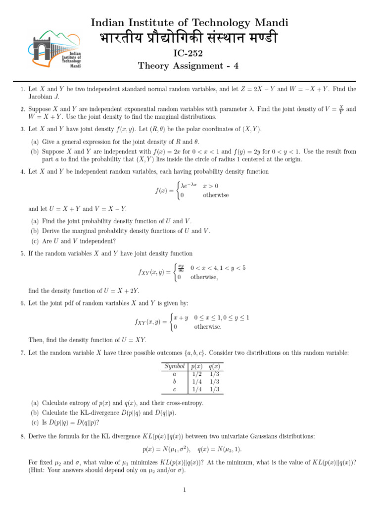 Theory Assignment 04 | PDF | Probability Density Function | Probability Distribution