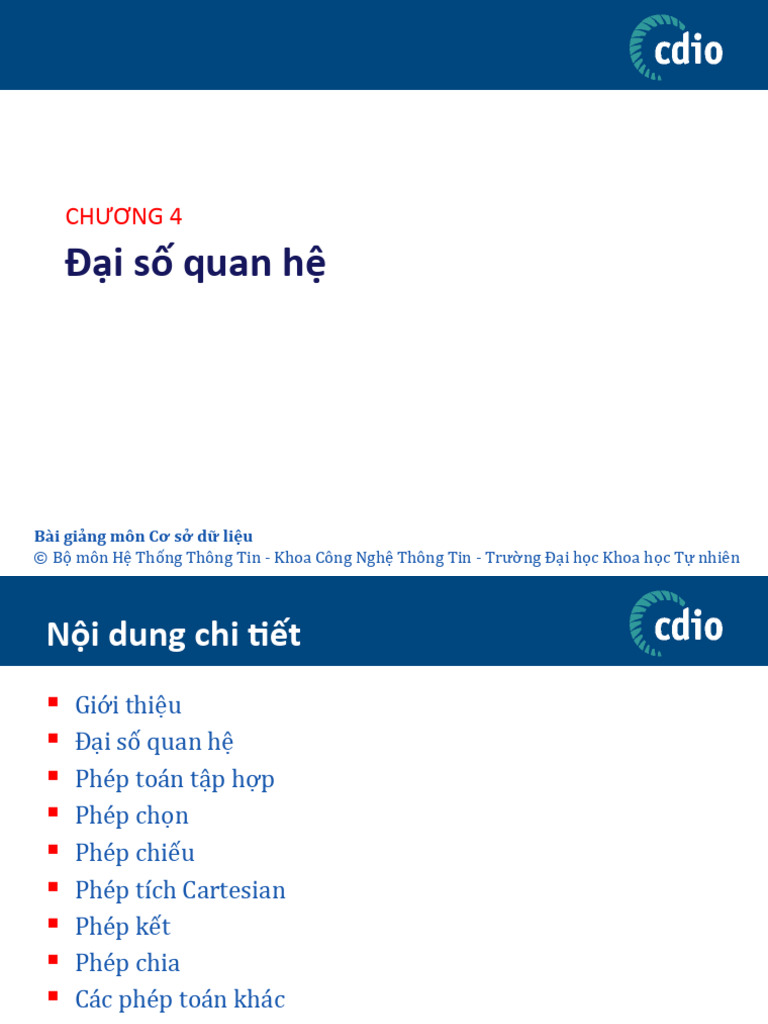 CTT102-Chuong 4 Dai So Quan He | PDF