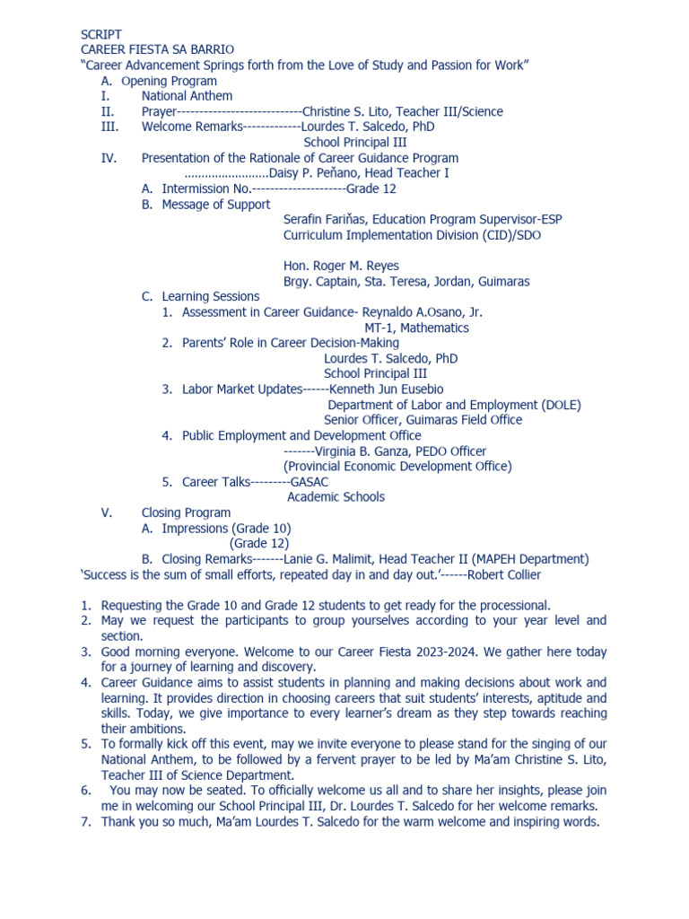 SCRIPT-Career Fiesta | PDF | Cognition