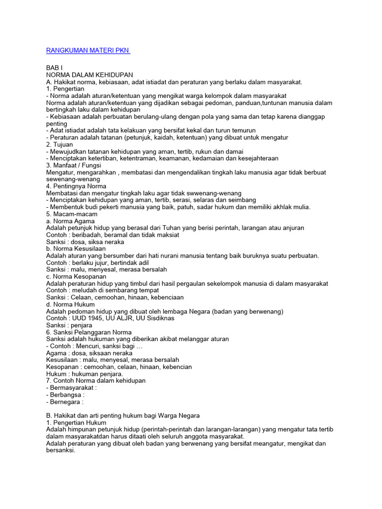 Rangkuman Materi PKN | PDF | Politik | Ilmu Sosial