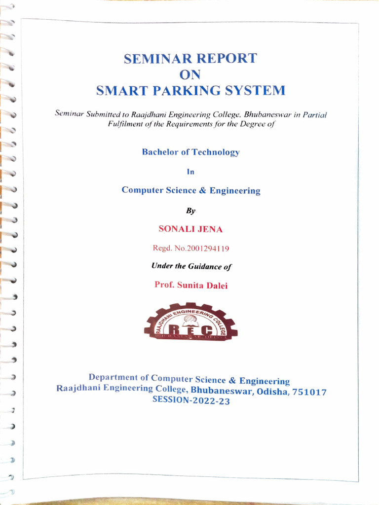 Seminar Report On Smart Parking. | PDF | Parking | Computing