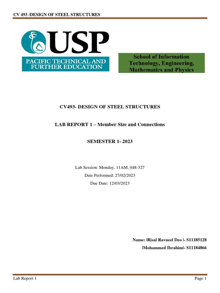 Steel Structure Design Lab | PDF | Stiffness | Structural Steel