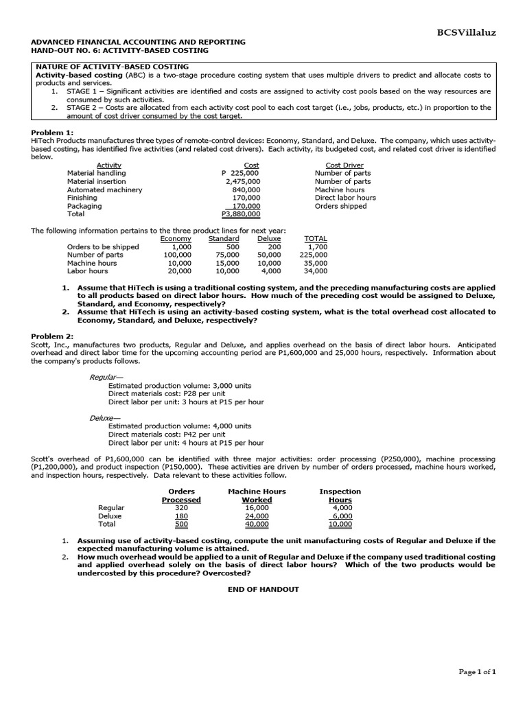 Activity-Based Costing Explained | PDF | Business Economics | Economies