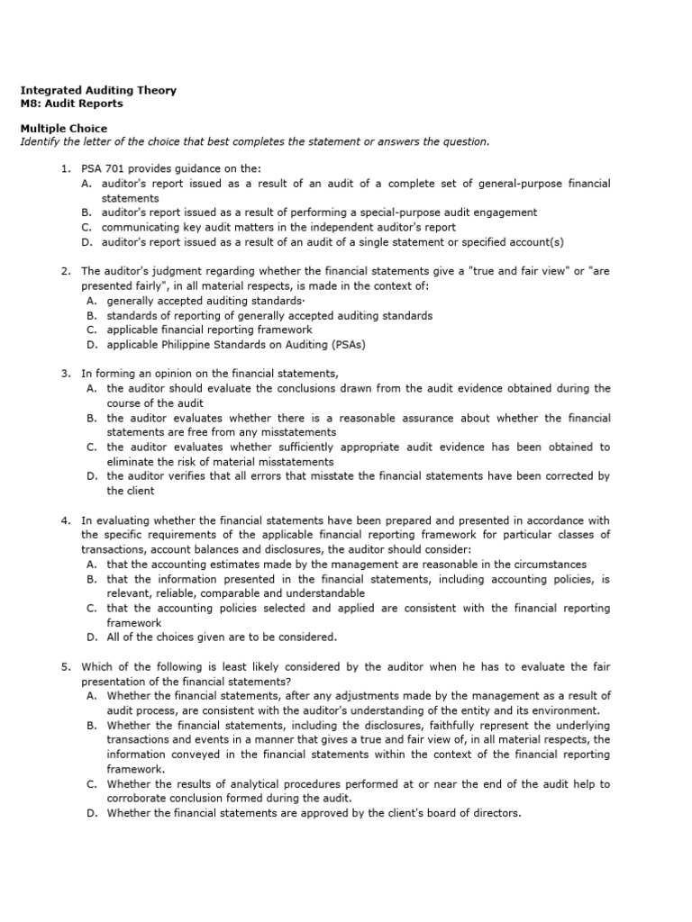 0.082024 M8 Audit Reports - CLEAN | PDF | Auditor's Report | Financial ...