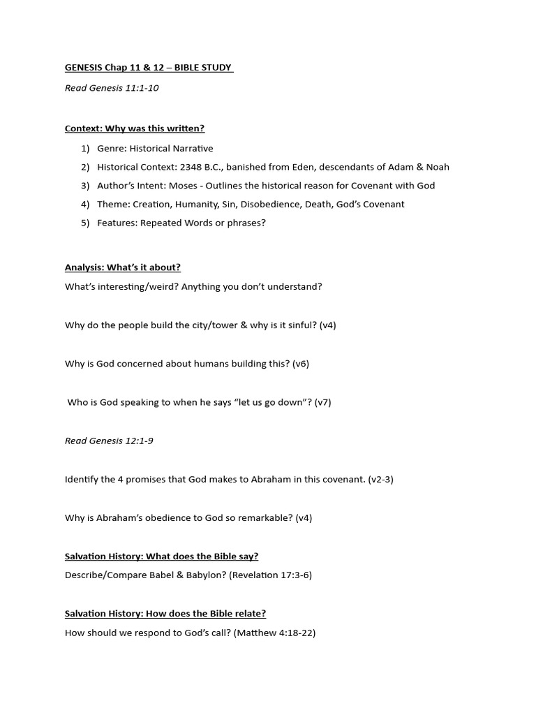 Bible Study: Genesis 11 & 12 | PDF | Foreign Language Studies