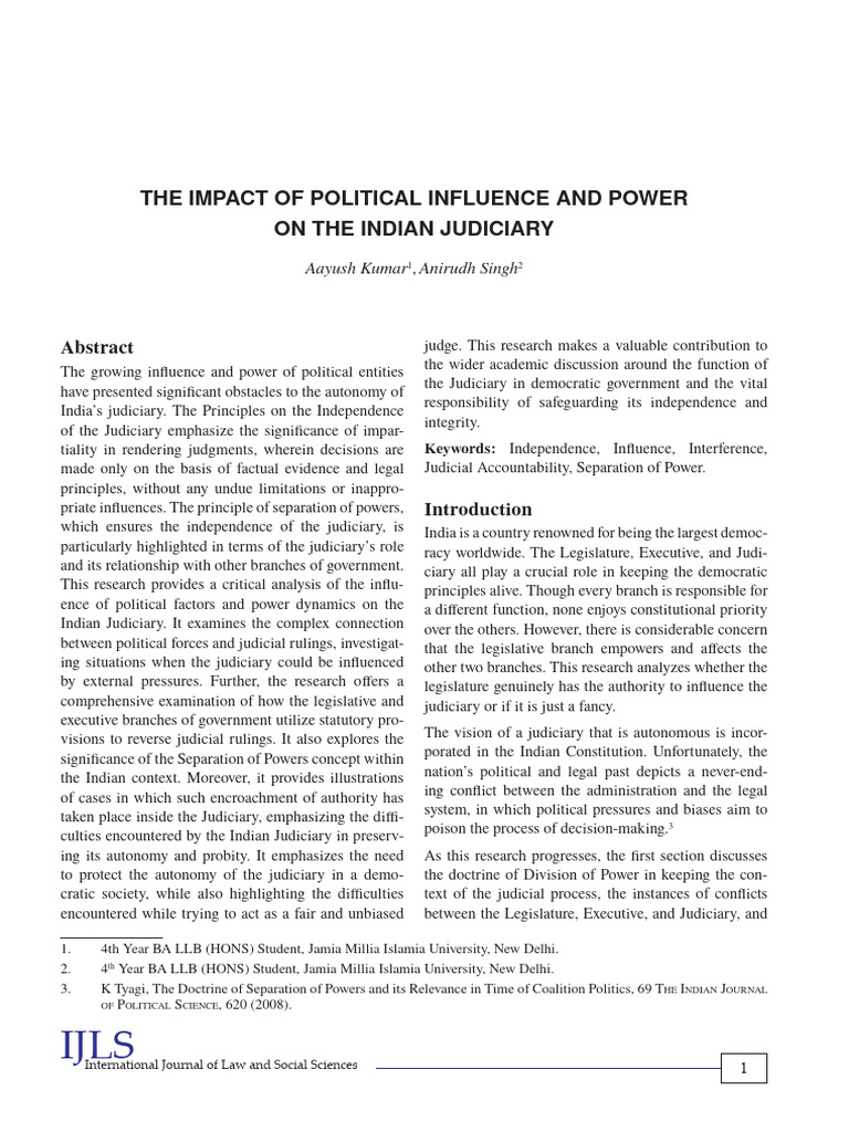 The Impact of Political Influence and Power On The | PDF | Separation ...
